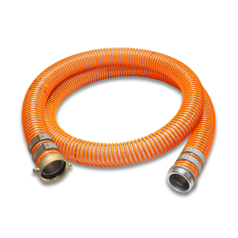 3" Orange & Clear PVC Suction Hose NPSH Female x NPT Male